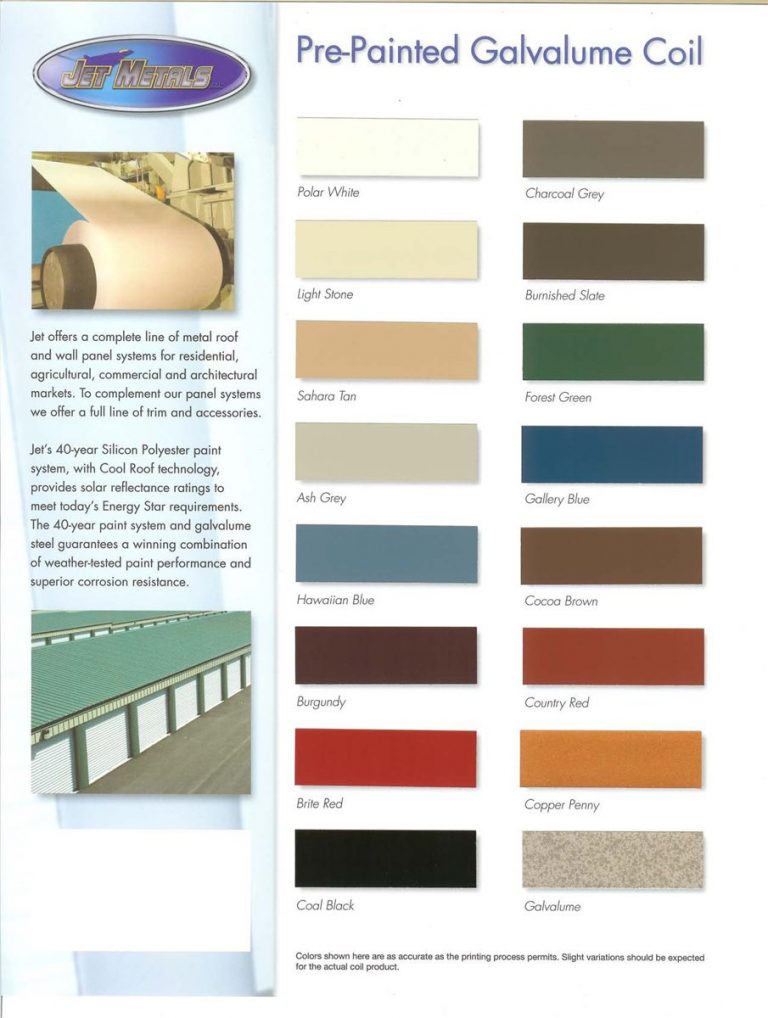 Jet Metals Color Charts